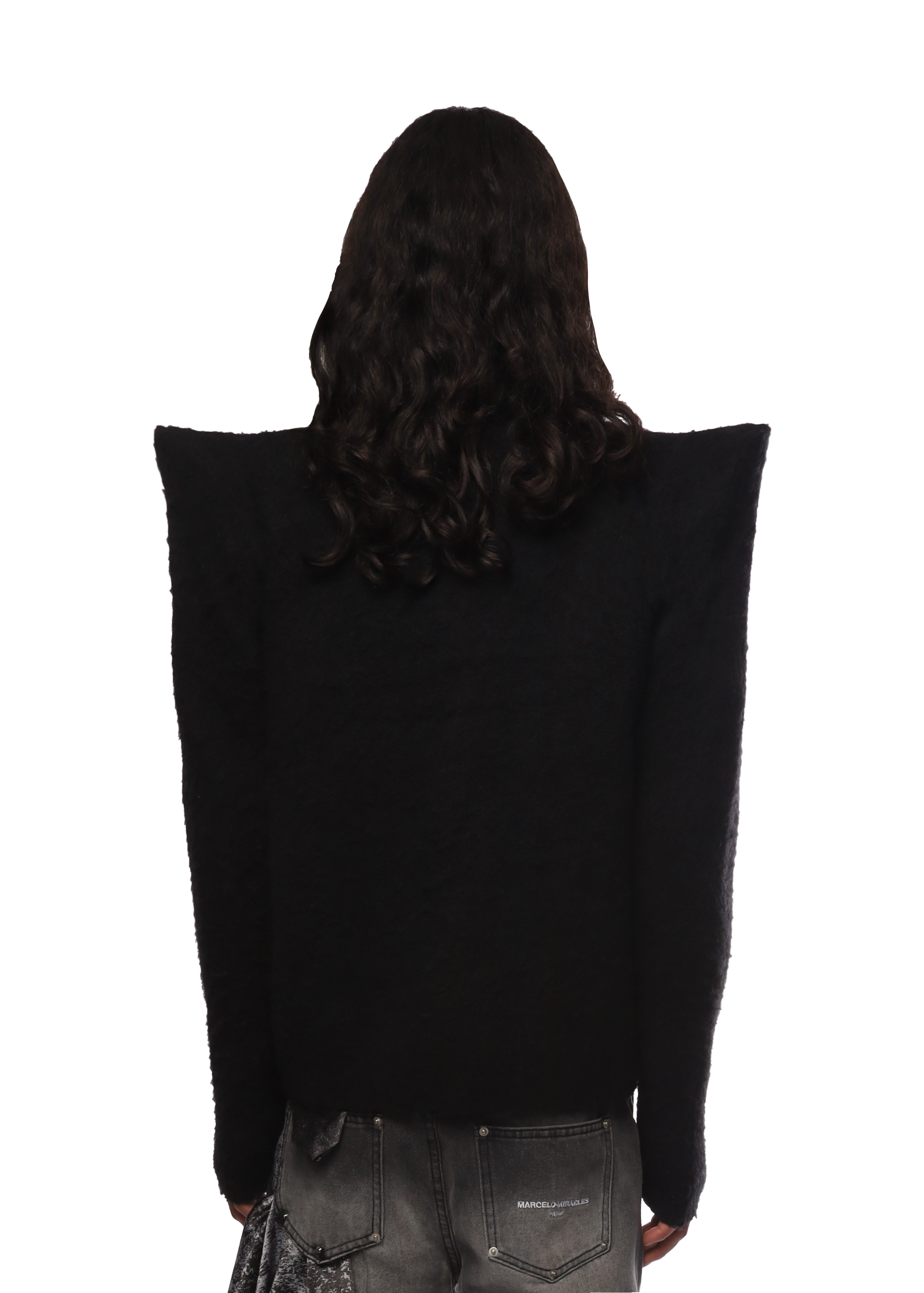 EGO SHOULDER PAD CARDIGAN in BLACK - MARCELO MIRACLES